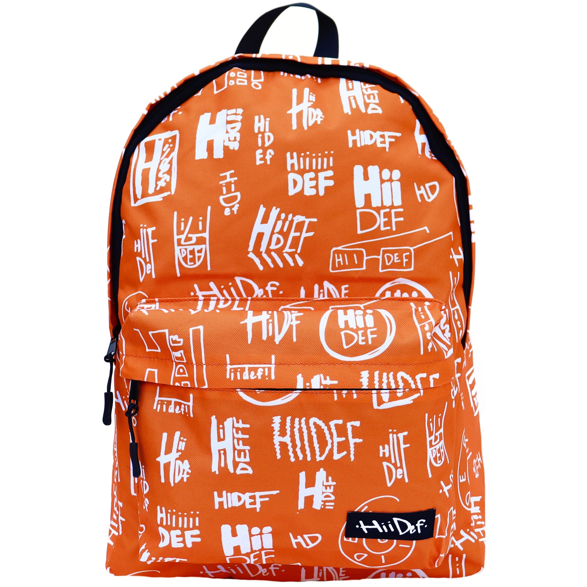 Orange Multi-Logo Print Custom Backpack – hii-def